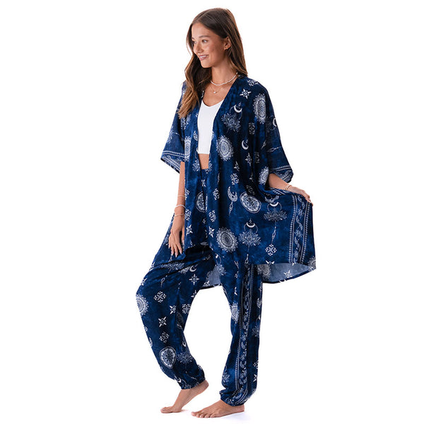 Nightfall Blue Lotus Moon Lounge Set | LotusAndLuna